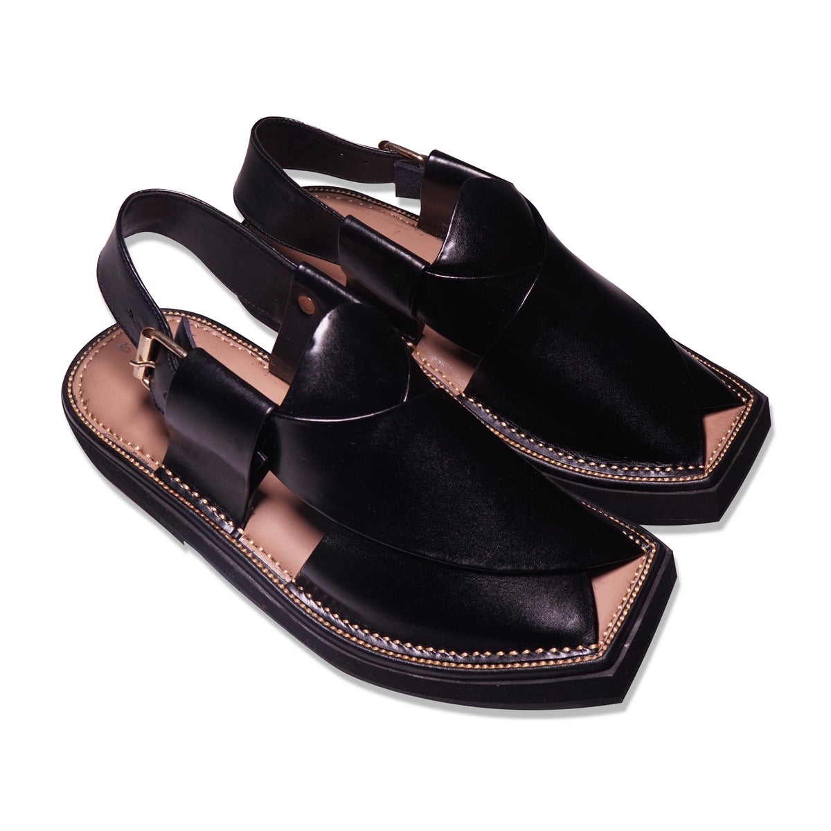 Article M-003 exquisite craftsmanship of black Kaptan chappal ...