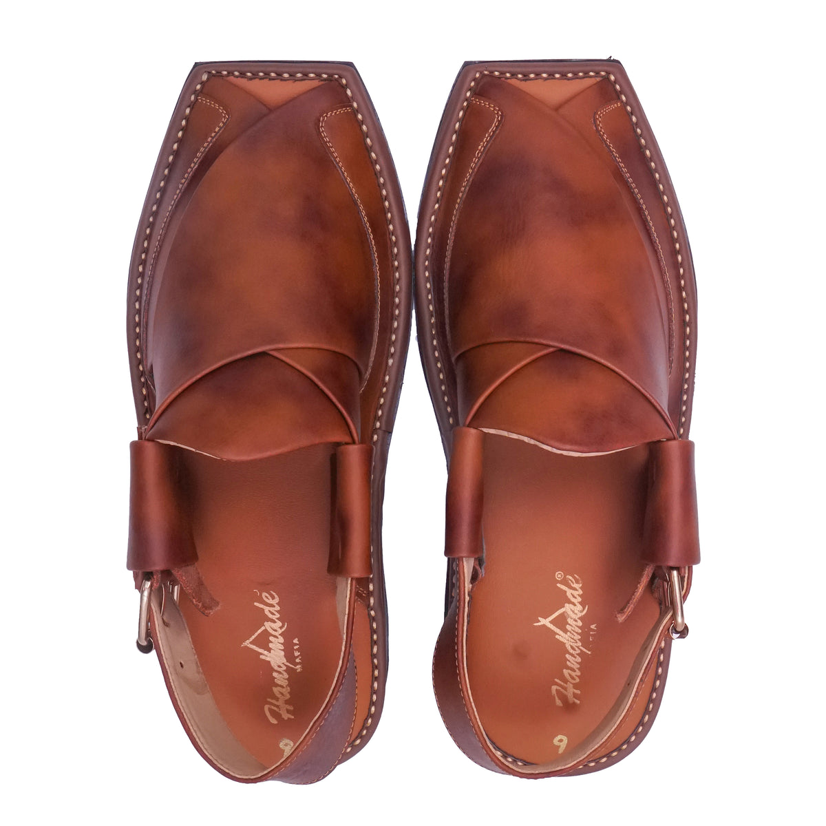 Article M-005 exquisite craftsmanship of Brown Zalmi handmade Chappal ...